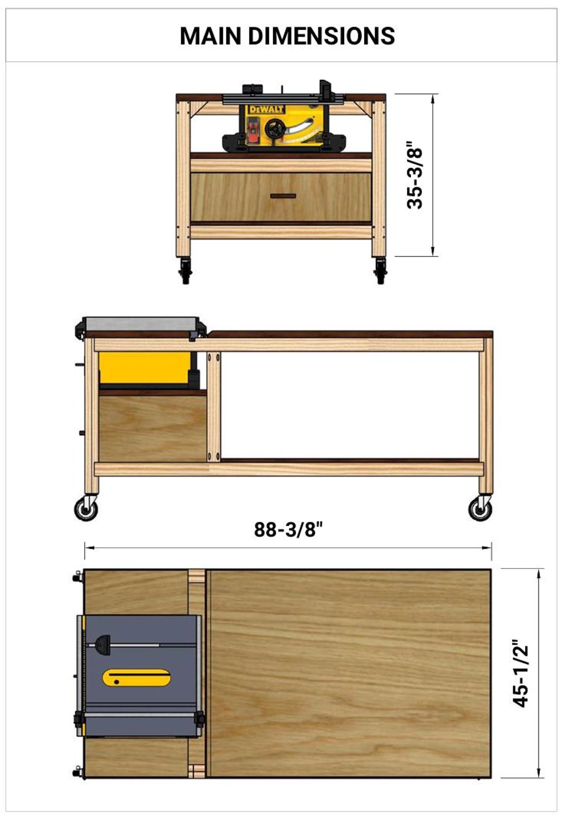 The Perfect Outfeed Table in Imperial (inches) - Etsy
