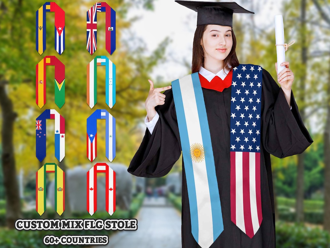 Custom Mixed Two Flag Graduation Stoles, Class of 2025 Grad Stoles Sash ...