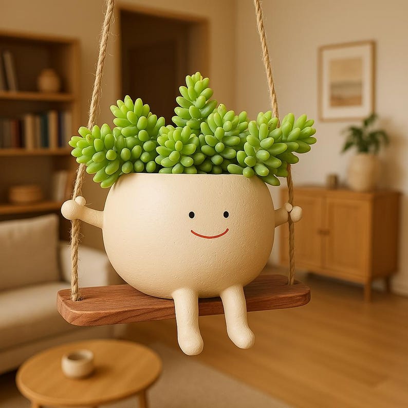 Boho Swing Style Hanging Planter – Indoor Plant Pot With Legs for Home ...