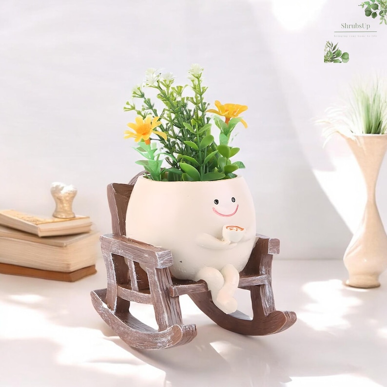 Smiley Face Planter – Rocking Chair Plant Pot for Indoor & Outdoor ...