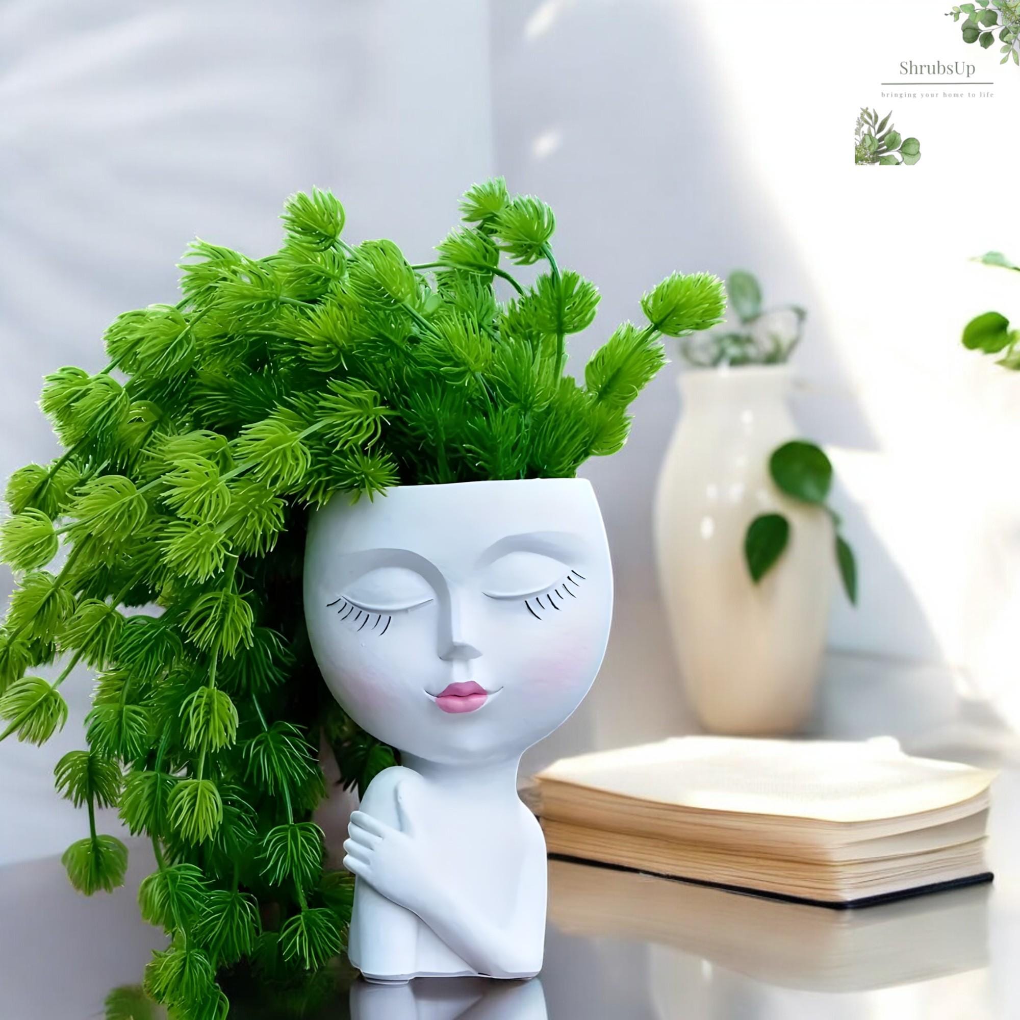 Elegant Face Shape Planter - Resin Flower Pot for Succulents and Plants ...