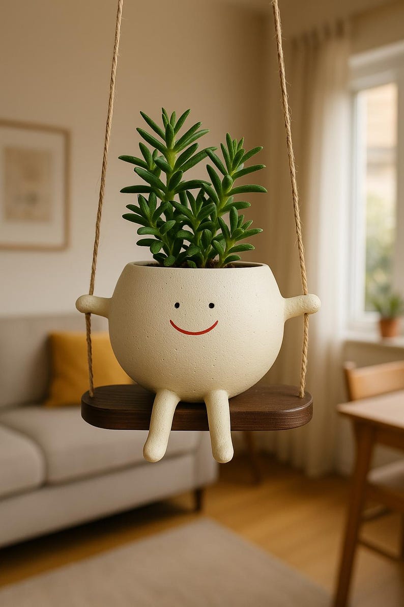 Boho Swing Style Hanging Planter – Indoor Plant Pot With Legs for Home ...