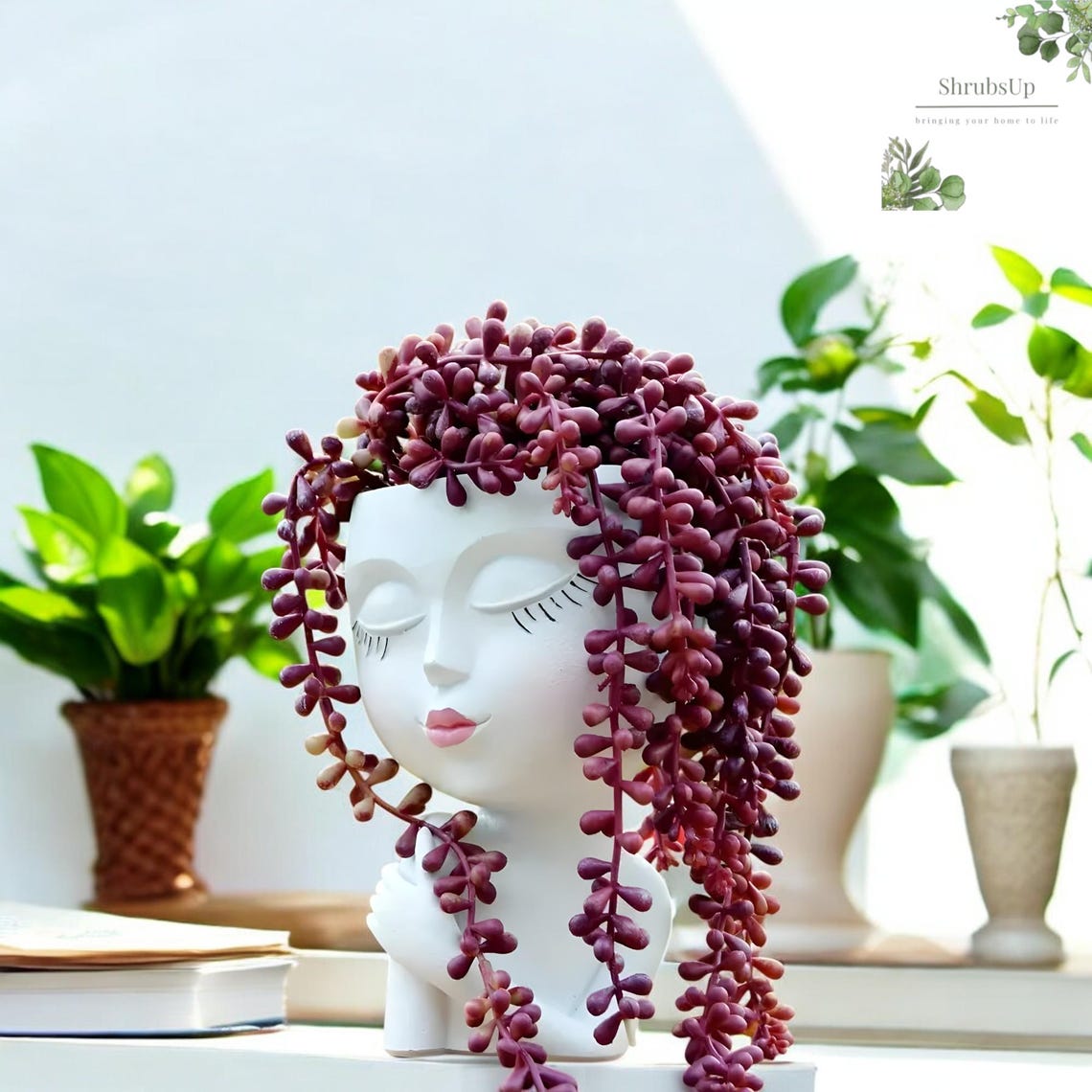 Elegant Face Shape Planter - Resin Flower Pot for Succulents and Plants ...