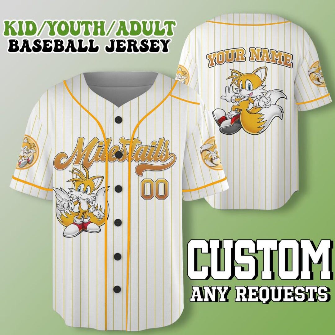 Custom Sonic and Tails Baseball Jersey – Funny Sonic Birthday Shirt for ...
