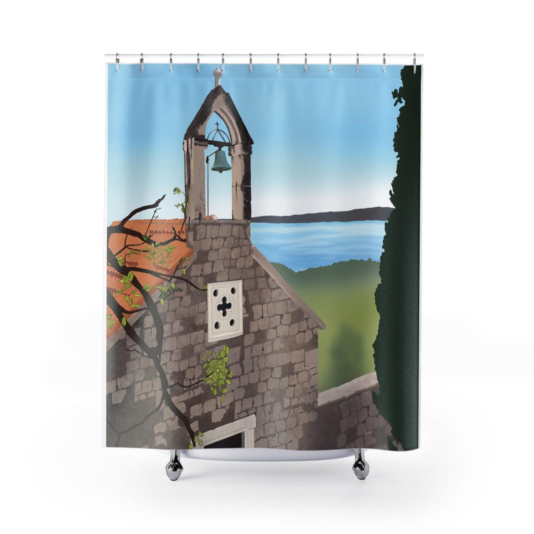 Split Tower Church Shower Curtain Wall Covering Sunday School Curtain ...