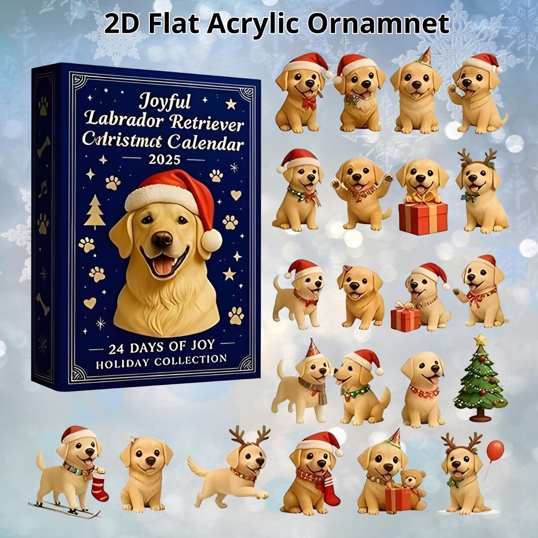 Labrador Retriever Christmas Advent Calendar 2025, 2D Flat Dog Lover ...