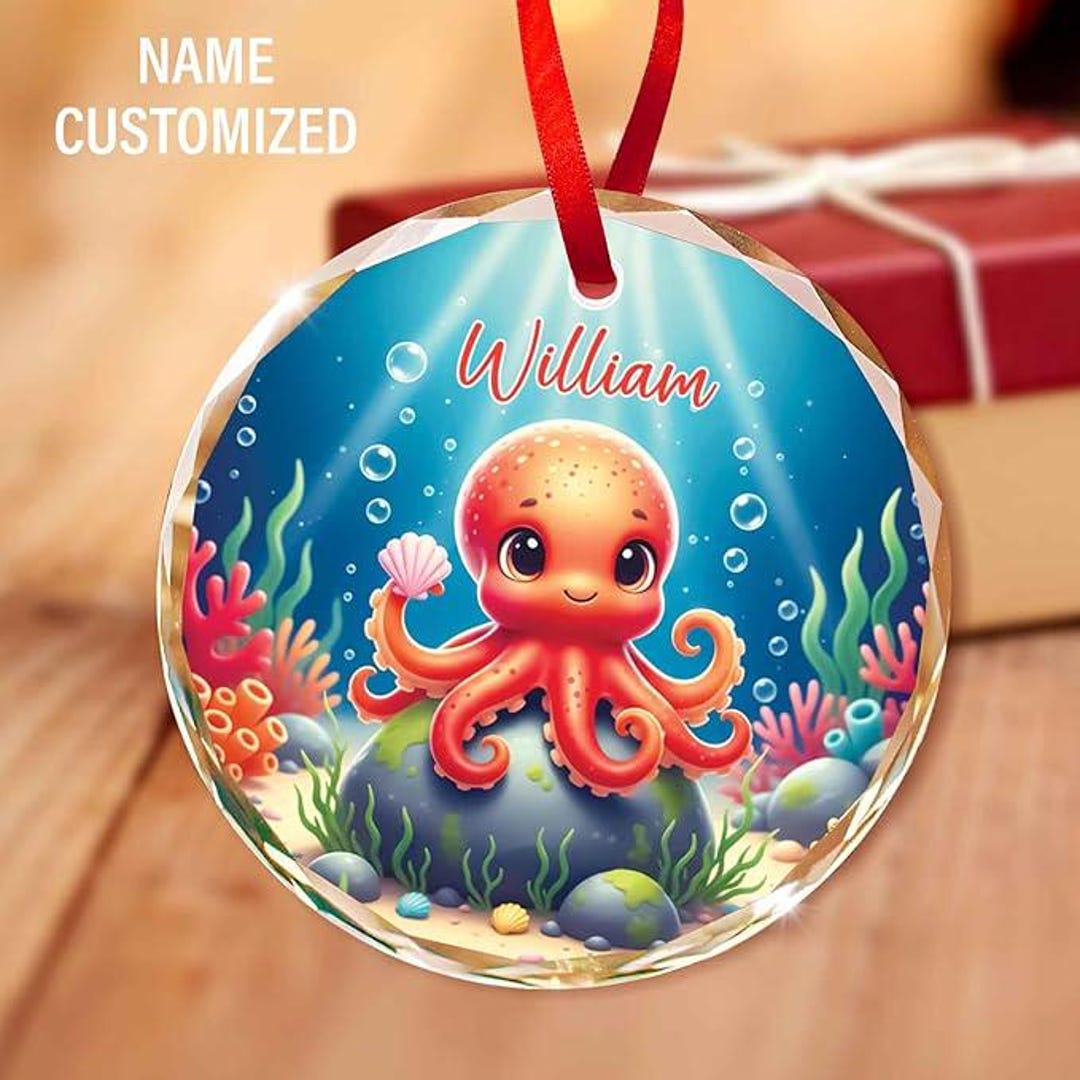 Custom Octopus Christmas Ornament, Personalized Sea Creature Decoration ...