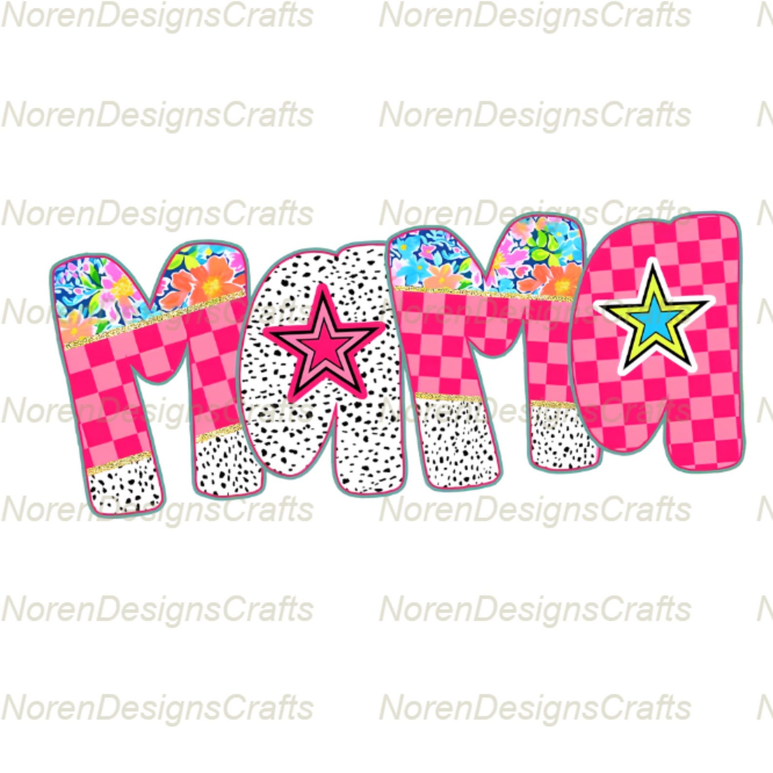 Pink Mama Sublimation PNG | Checkered & Dalmatian Dots Mama Floral ...