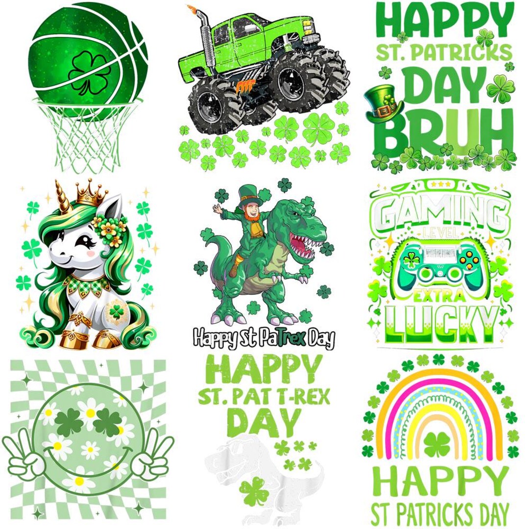Happy St. Pat-rex Day PNG | St. Patrick’s Day Dinosaur PNG | T-rex St ...