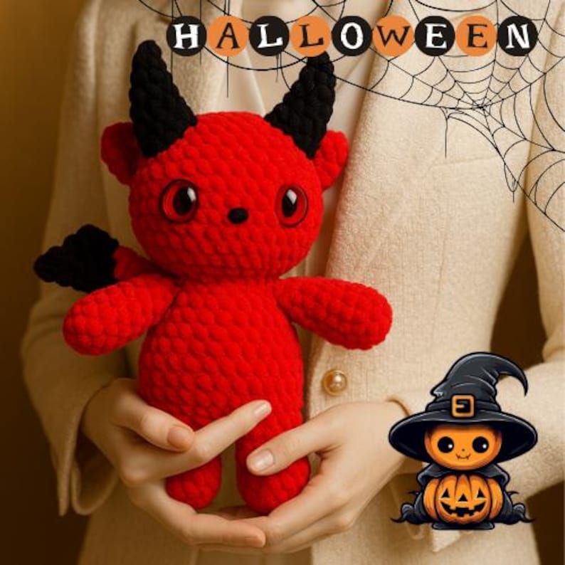 Halloween Crochet - Devil Plush Amigurumi Pattern – Creepy Cute Red ...