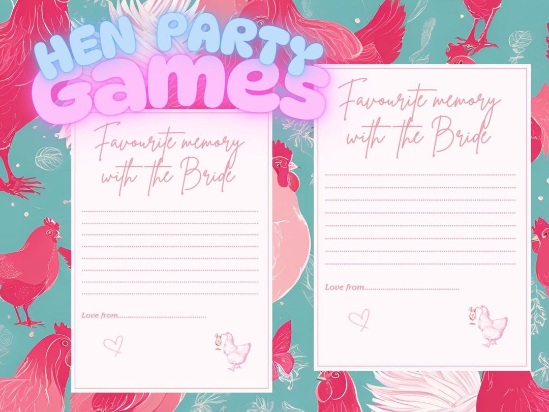 Hen Party Favourite Memory of Bride Game Download Fun Bridal Shower ...