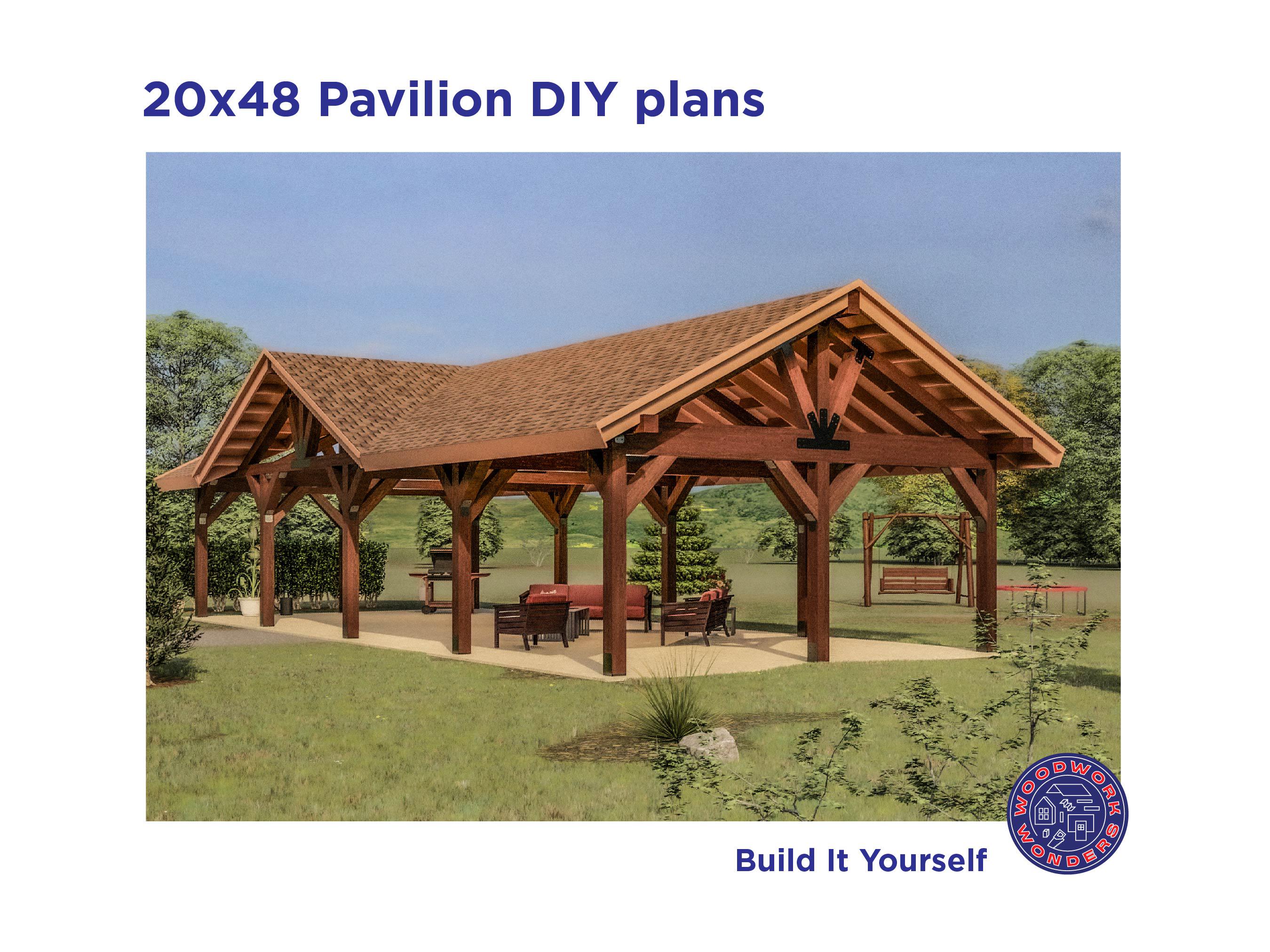 20x48 Pole Barn Pavilion DIY Plans - Building Blueprint / Certificate ...
