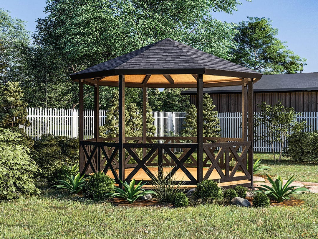 14x14 Octagon Gazebo DIY Build Plans – Garden Gazebo Blueprint (PDF) - Etsy
