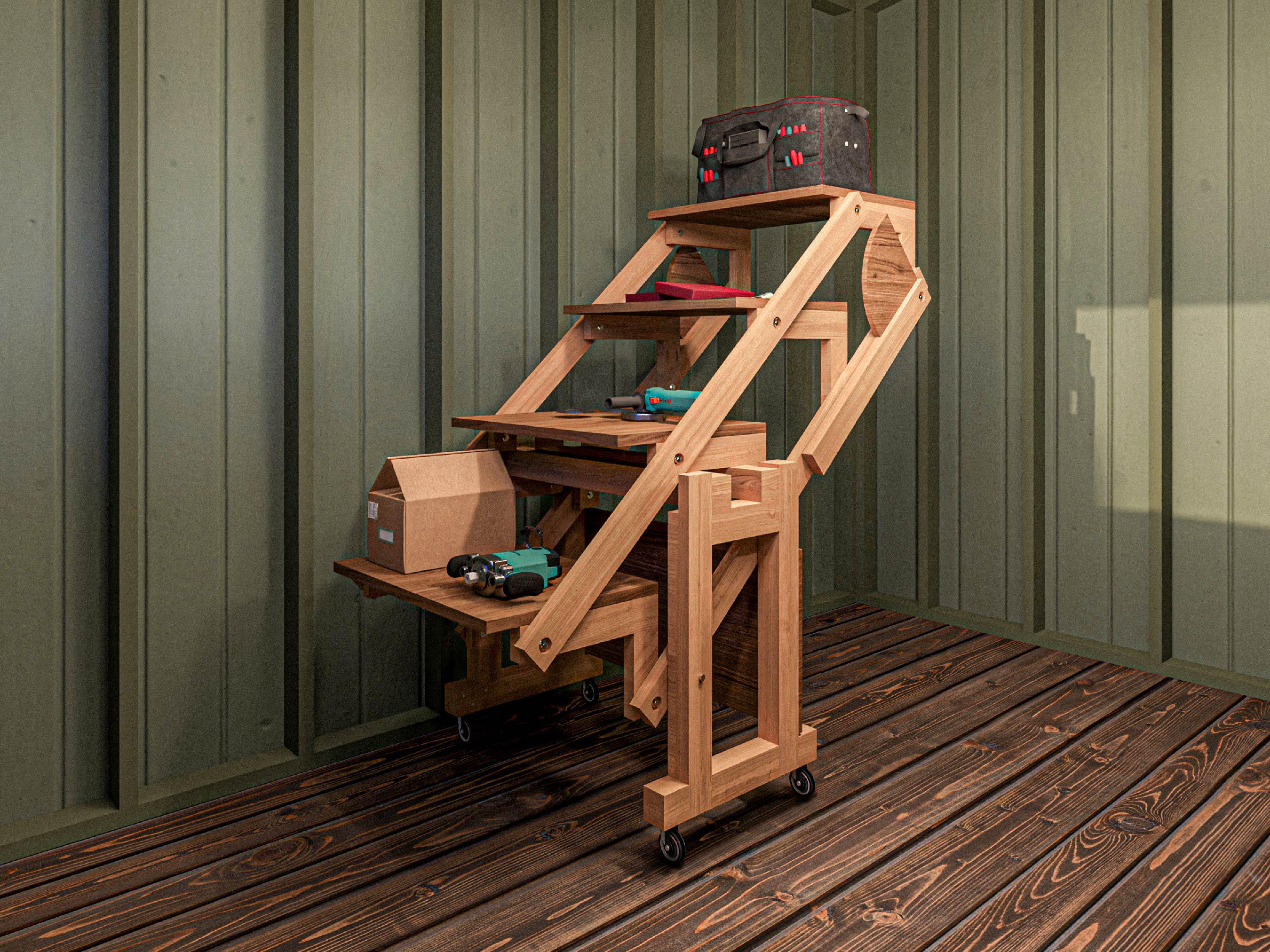 Transforming Shelf / Workbench Plans | Convertible Table and Shelf ...