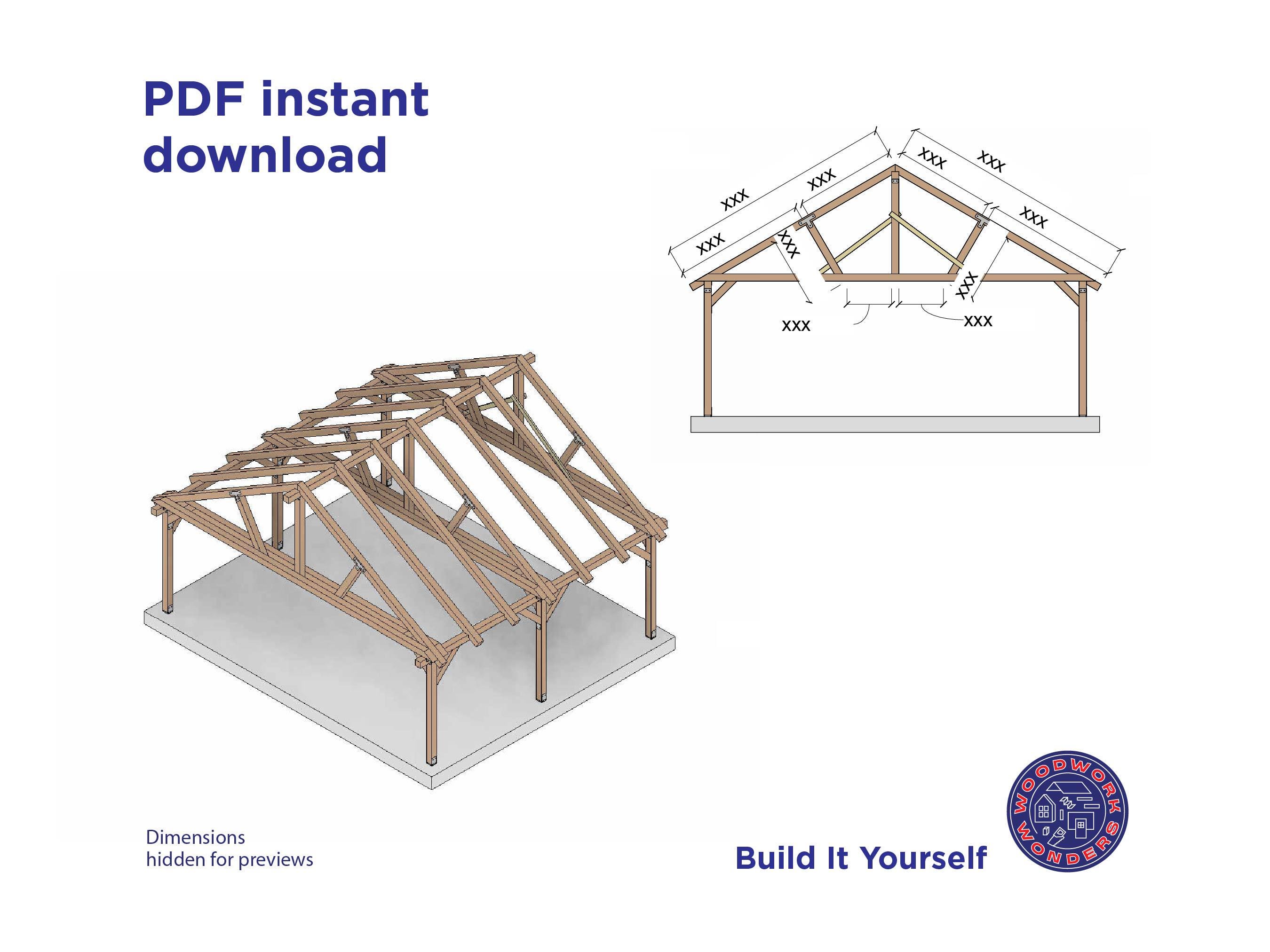 20'x24 Carport DIY Plans: Gable Roof Blueprint, Build Guide With ...