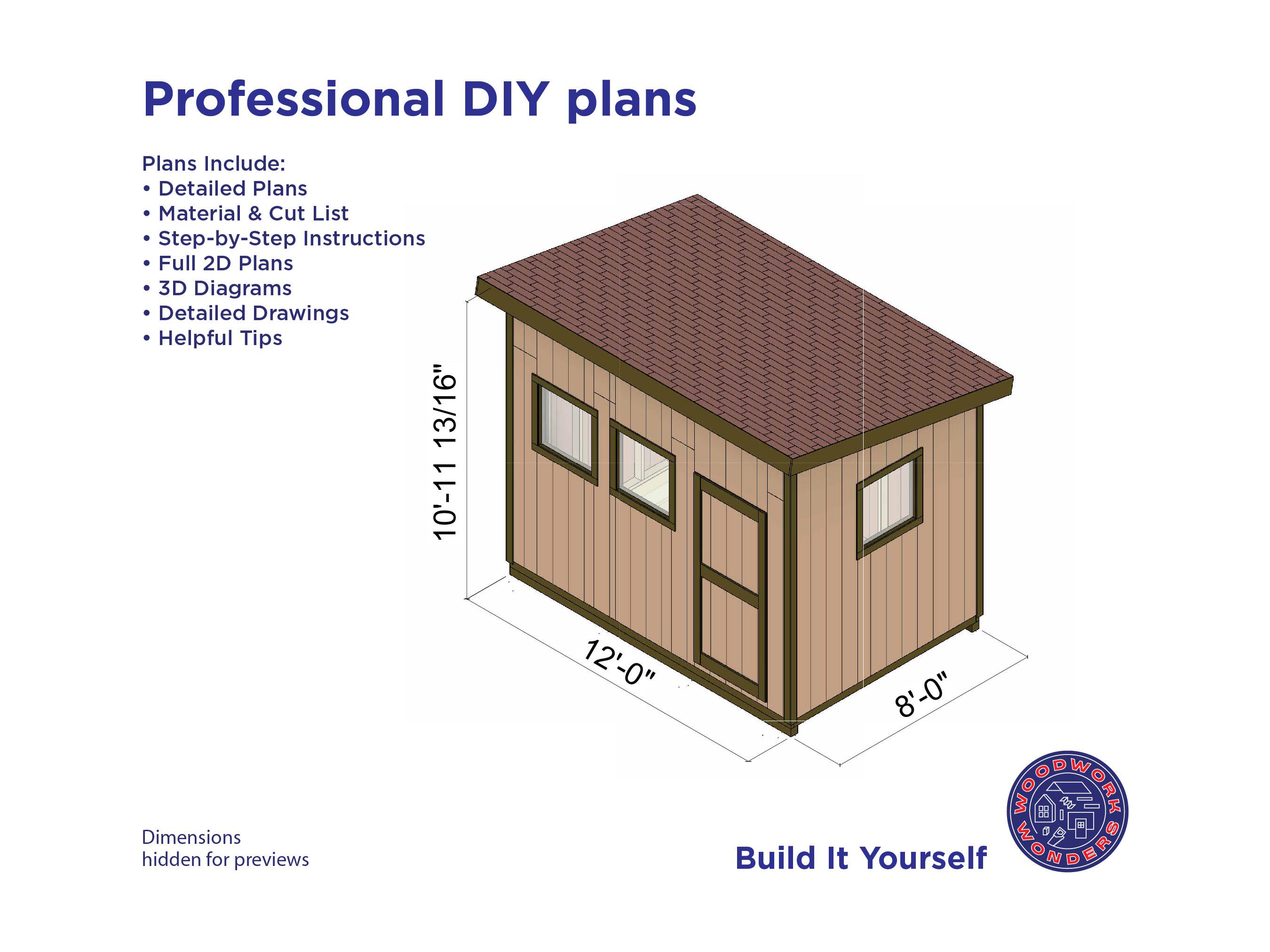 8x12 Shed Plans & Build Guide | DIY Woodworking Instructions - Etsy