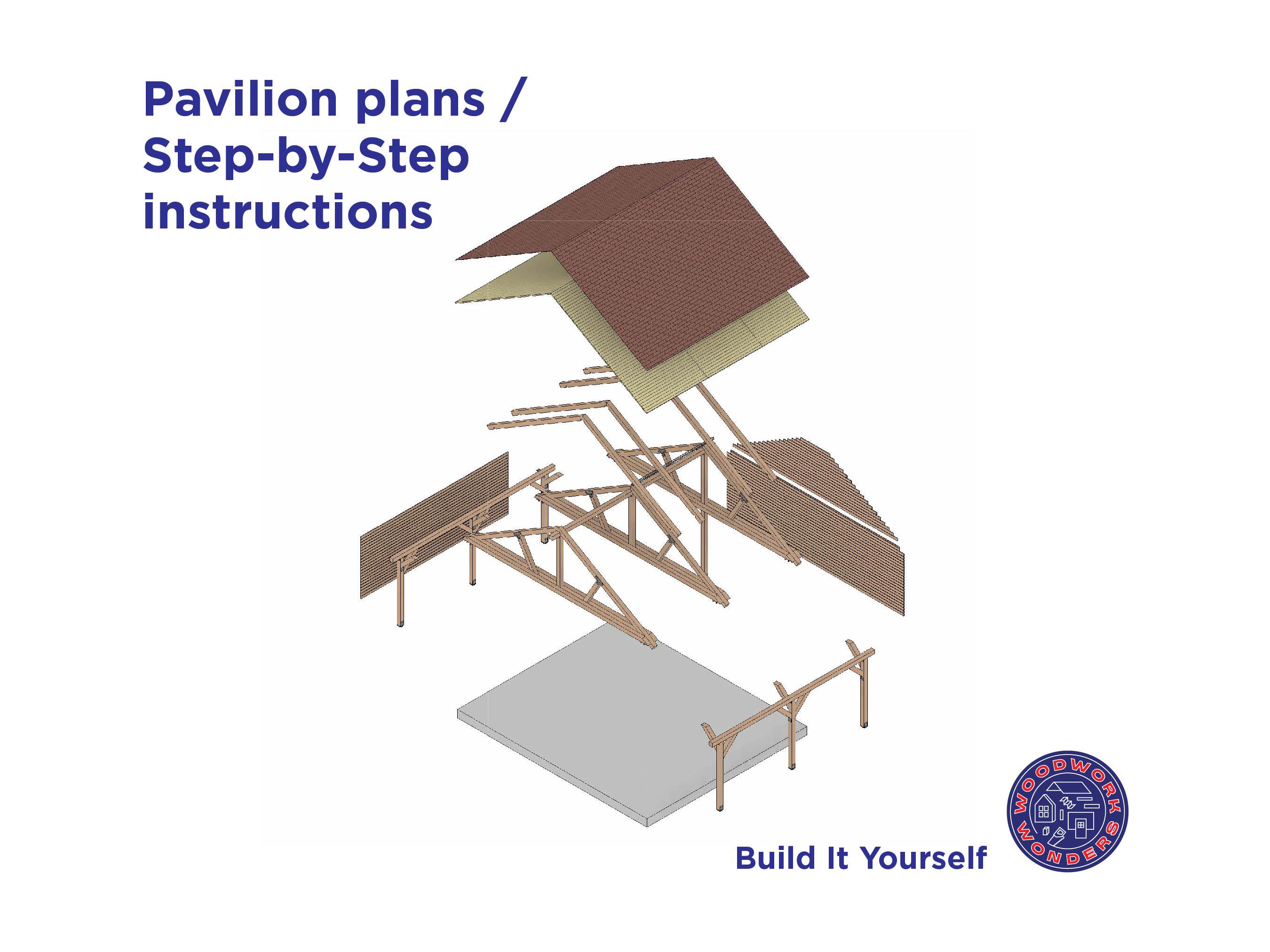 20x24 Wood Pavilion DIY Plans: Gable Roof Blueprint With Material & Cut ...