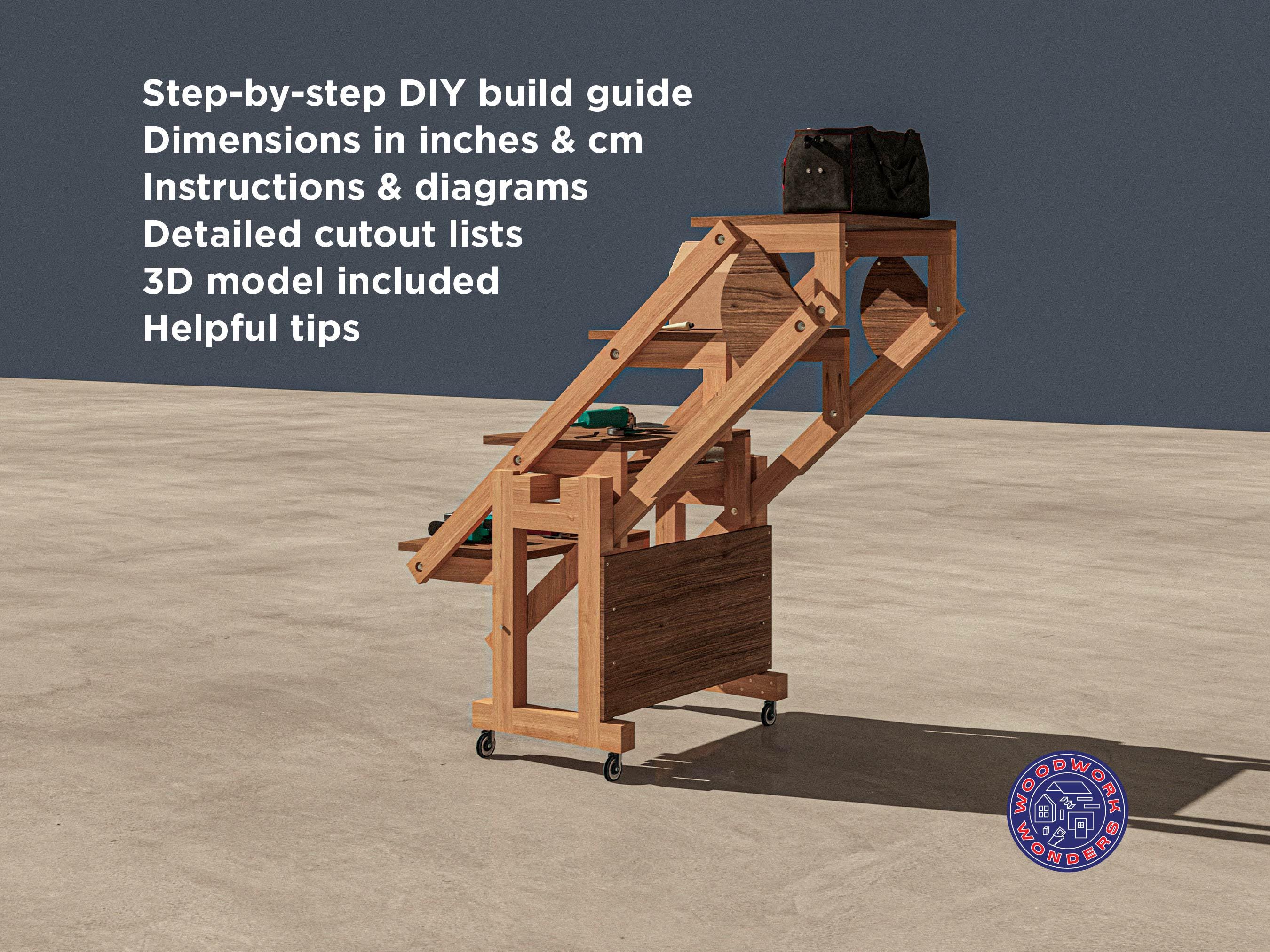 Transforming Shelf / Workbench Plans | Convertible Table and Shelf ...