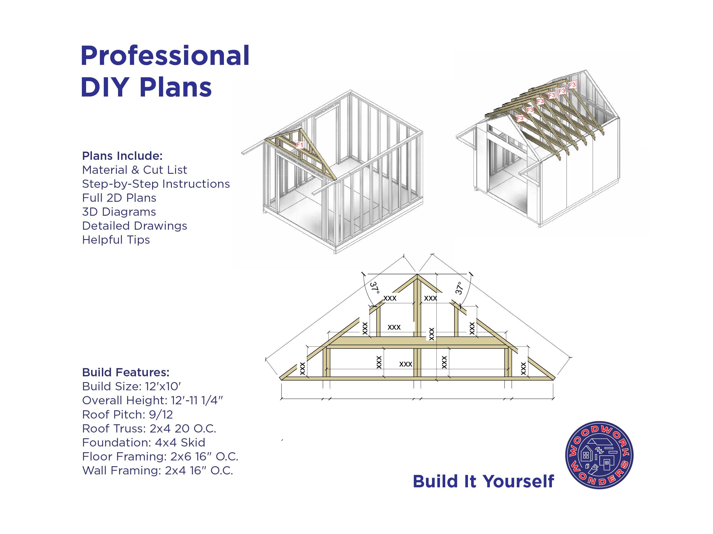 Shed Plans 12x10 - Build Guide | DIY Plans - Etsy