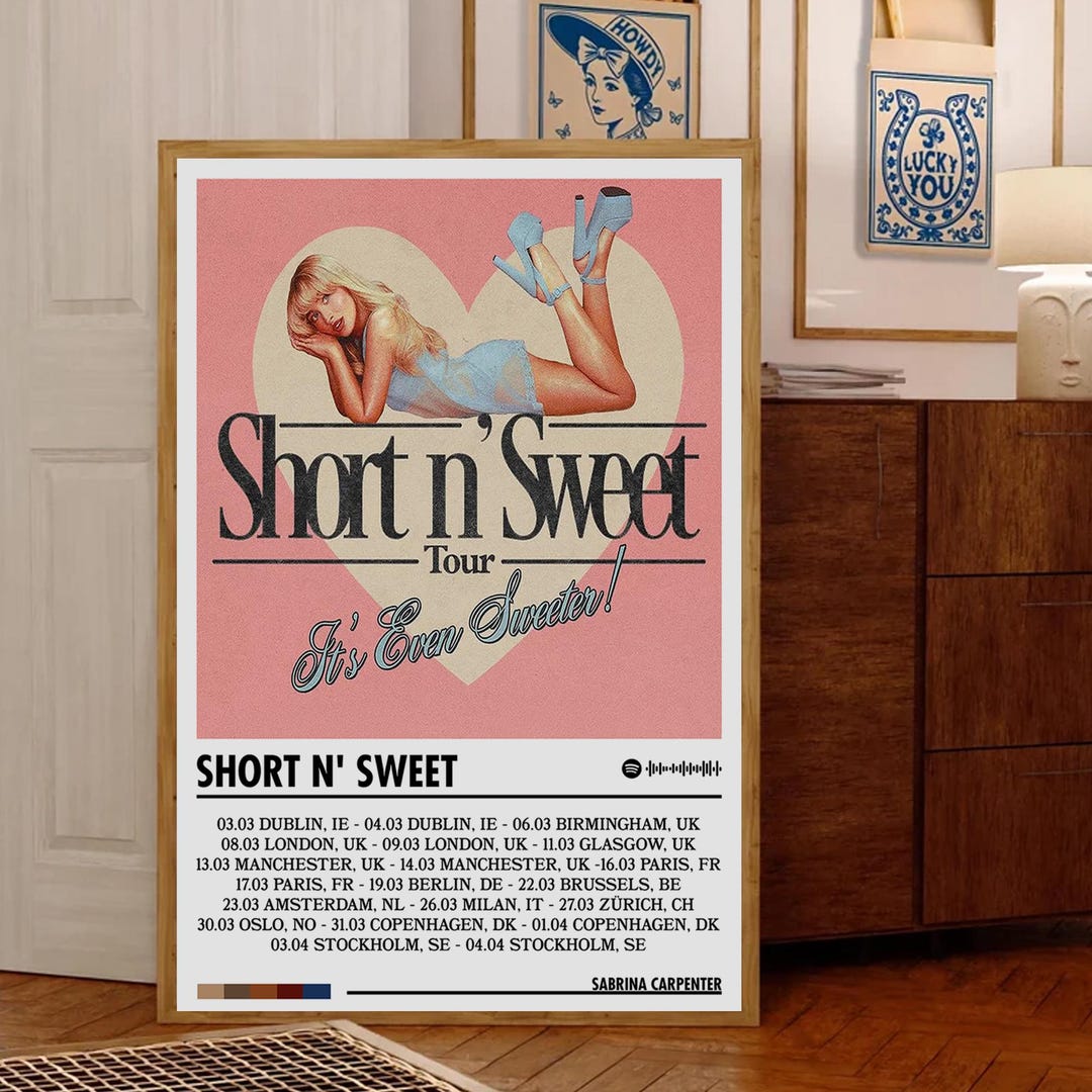 Short N' Sweet Tour Poster, Vintage-inspired Sabrina C. Art Print ...