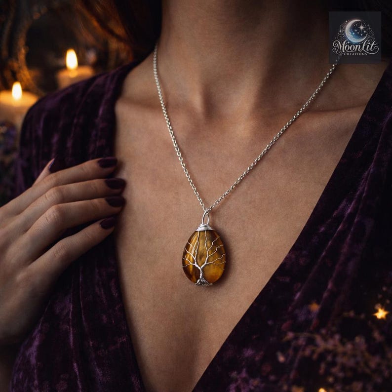 Amethyst Tree of Life Necklace, Wire Wrapped Crystal Pendant, Spiritual ...