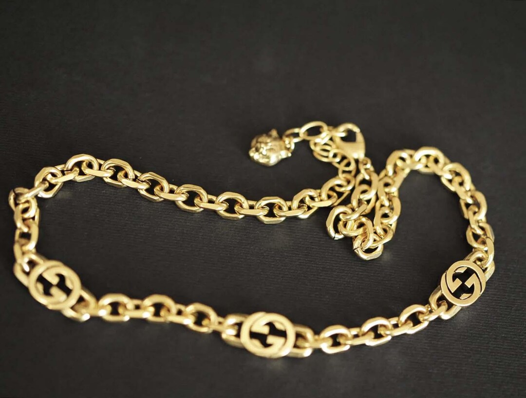 Vintage GG Chain Necklace, Dark Gold Letter G Chain Necklace - Etsy