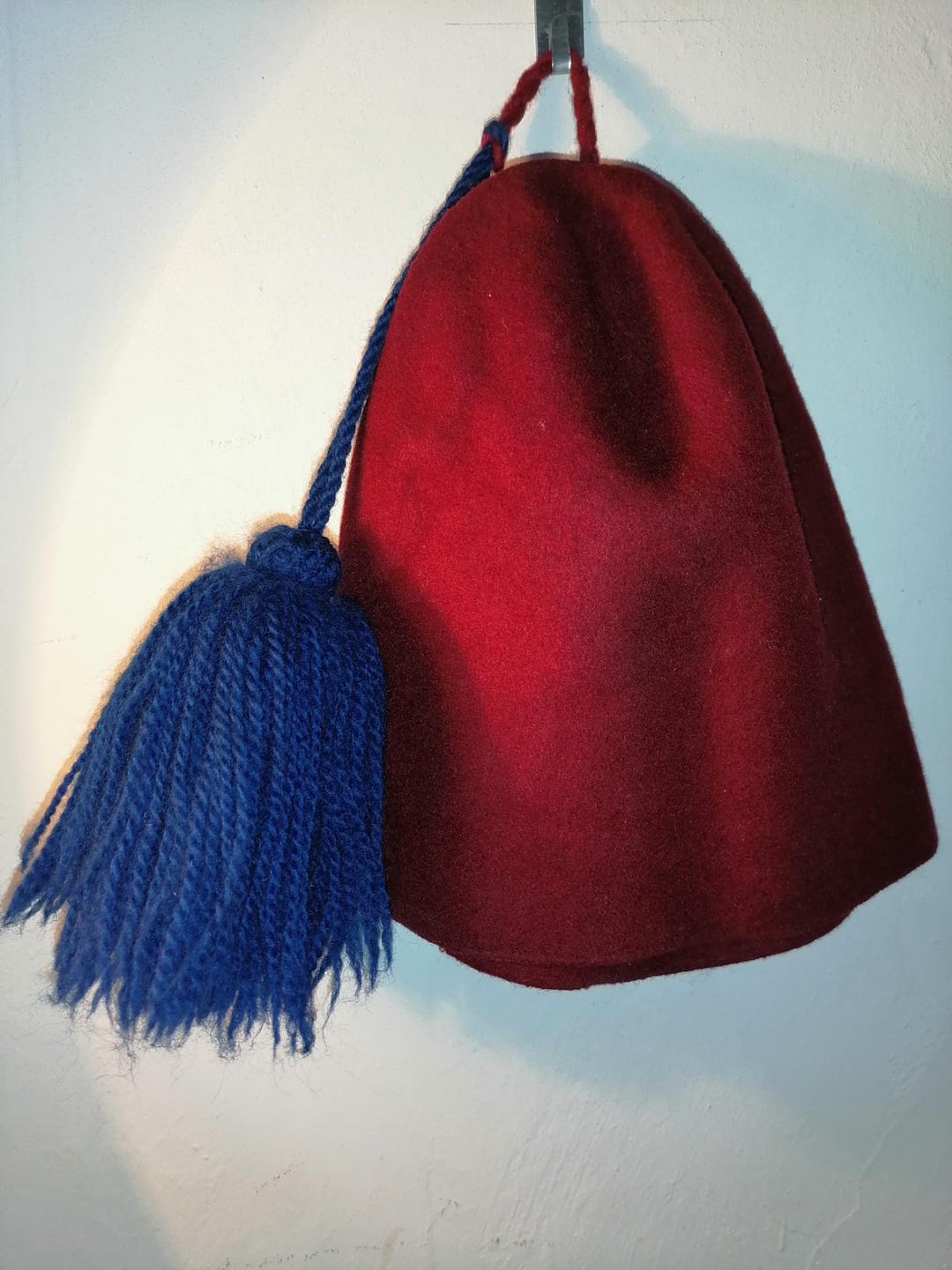 Vintage Italian Bersaglieri Military Fez Hat Size 57 Red Felt Blue ...