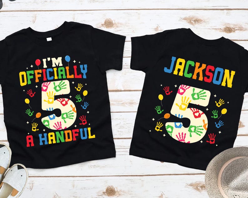 5th Birthday Tshirt, I'm a Whole Handful Five Shirt, Fifth Birthday ...