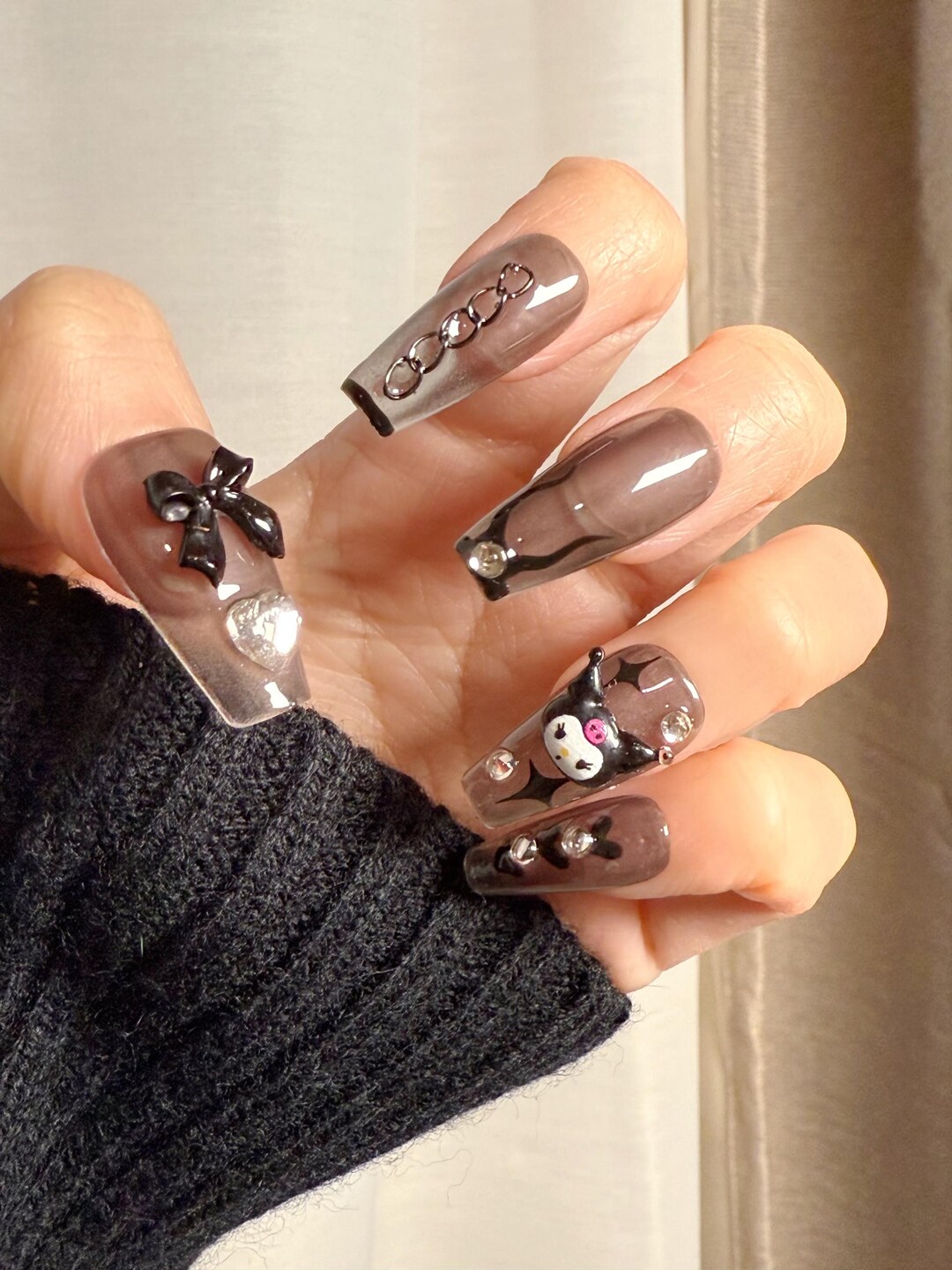 KUROMI I Long Square Kuromi Sanrio Japanese Black Ribbons, Holiday ...