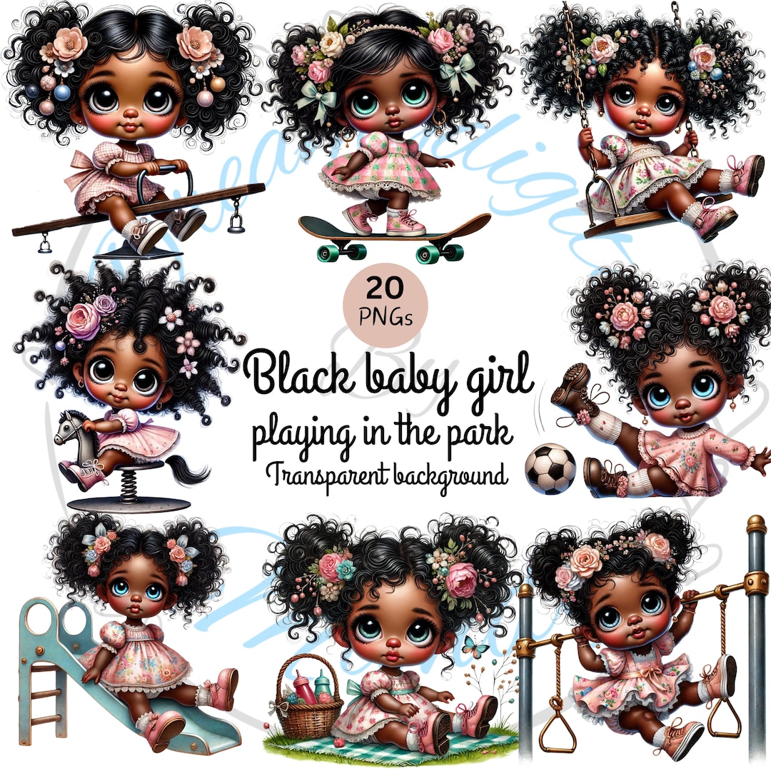 Adorable Baby Girl Clipart, Cute Little Girls Playing in the Park ...