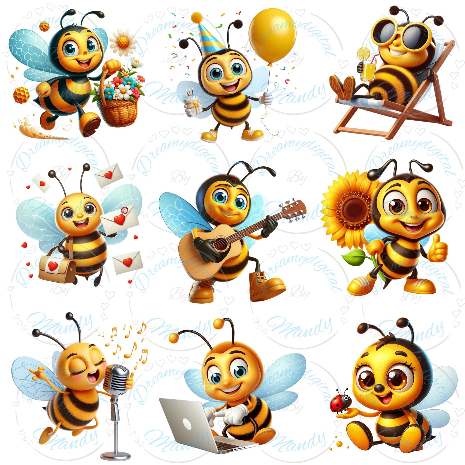 35 Cute Honey Bee Clipart, Bee Birthday Invitation, Honey Bee Clipart ...