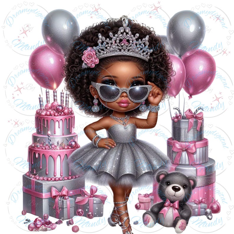 20 Black Birthday Girls Clipart, Glittery Tutu Dresses, African ...