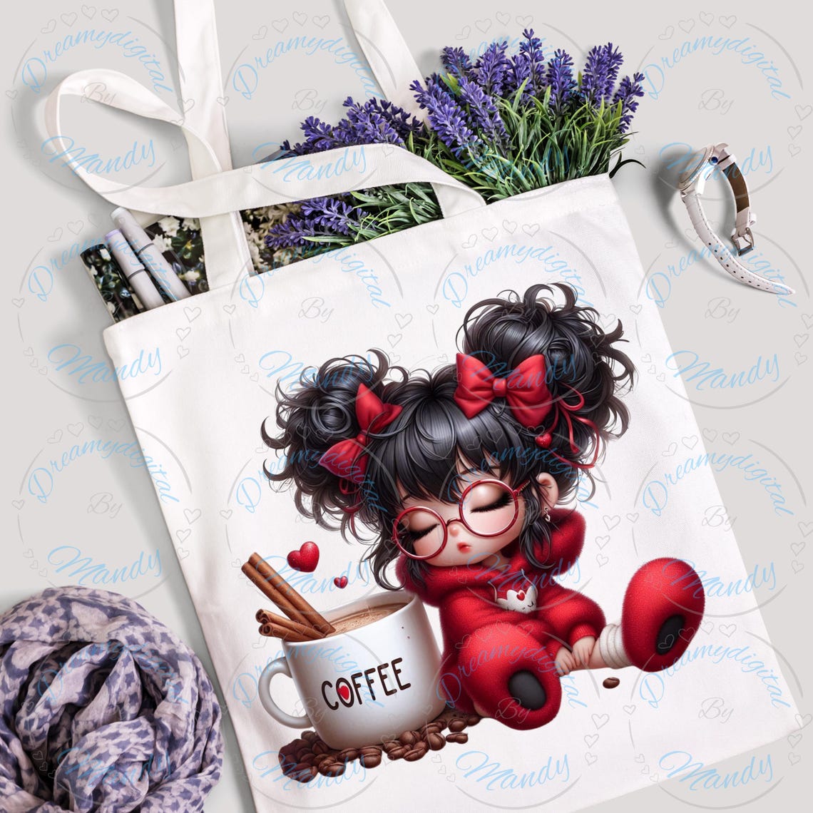 20 Sleepy Coffee Girl Clipart | Coffee Lover PNG Files | Digital Coffee ...