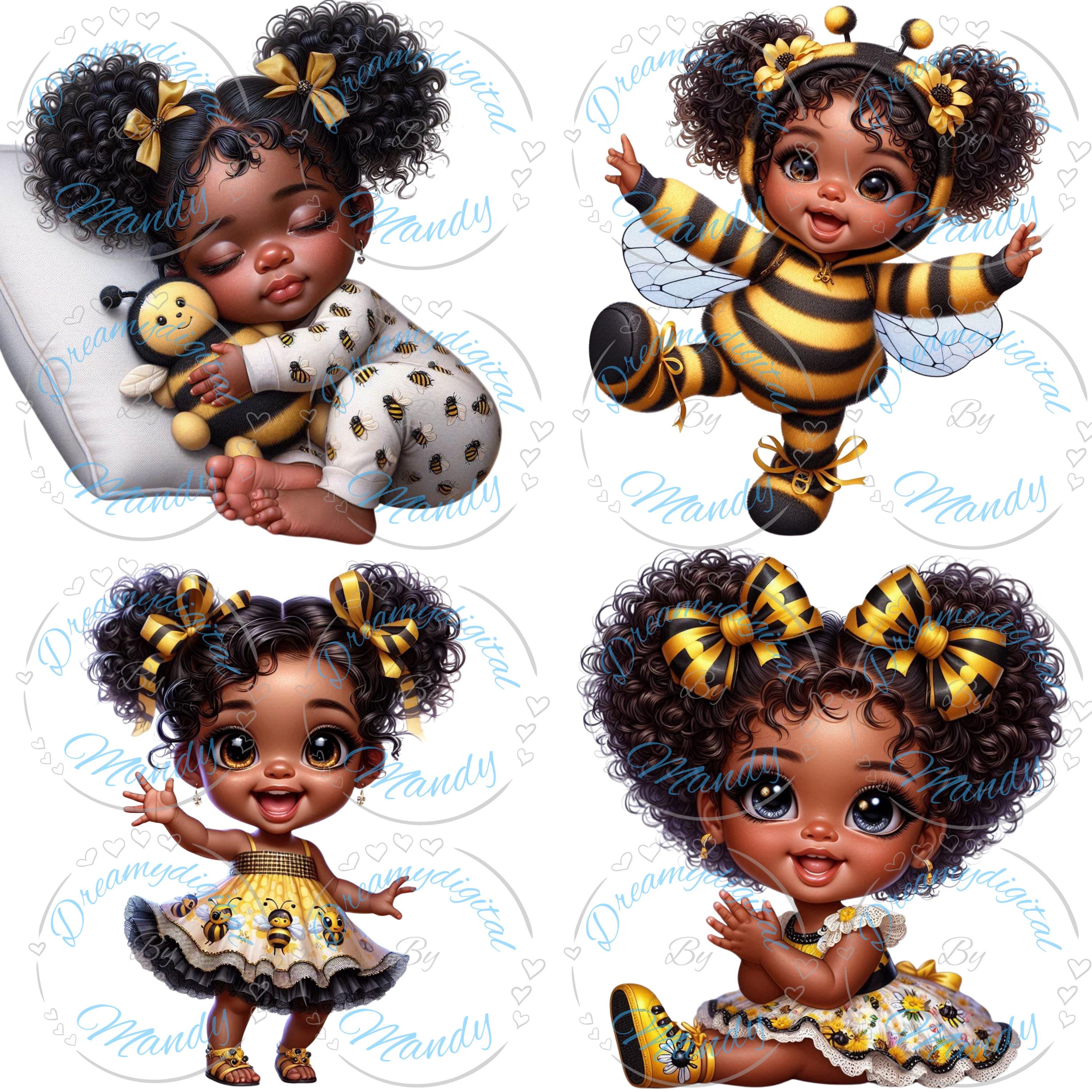 20 Cute Afro American Honey Bee Girls Clipart , PNG Files, Instant ...