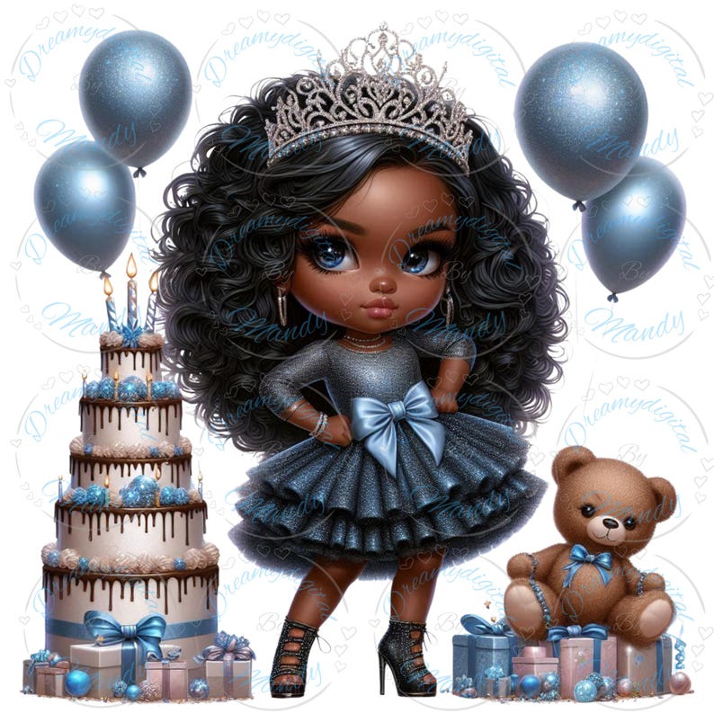 20 Black Birthday Girls Clipart, Glittery Tutu Dresses, African ...