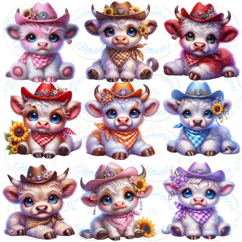 35 Cute Highland Cow Clipart Bundle, Happy Highland Cow Clipart ...