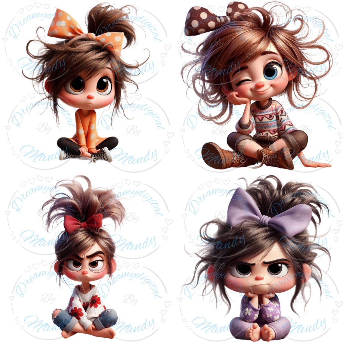 20 Whimsical Girl Clipart | Cute Whimsical Girl | Funny Expressions ...