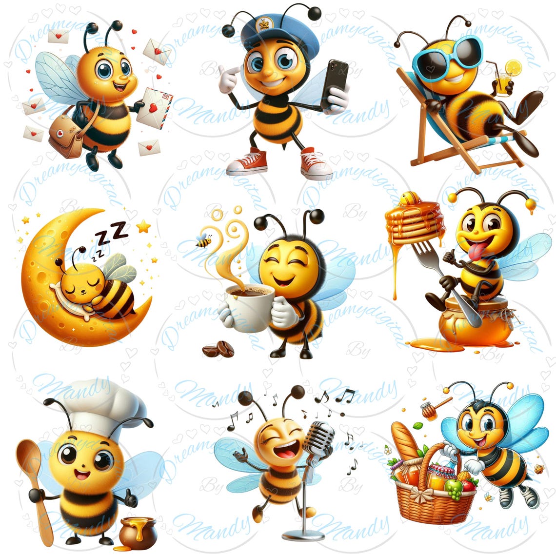 35 Cute Honey Bee Clipart, Bee Birthday Invitation, Honey Bee Clipart ...