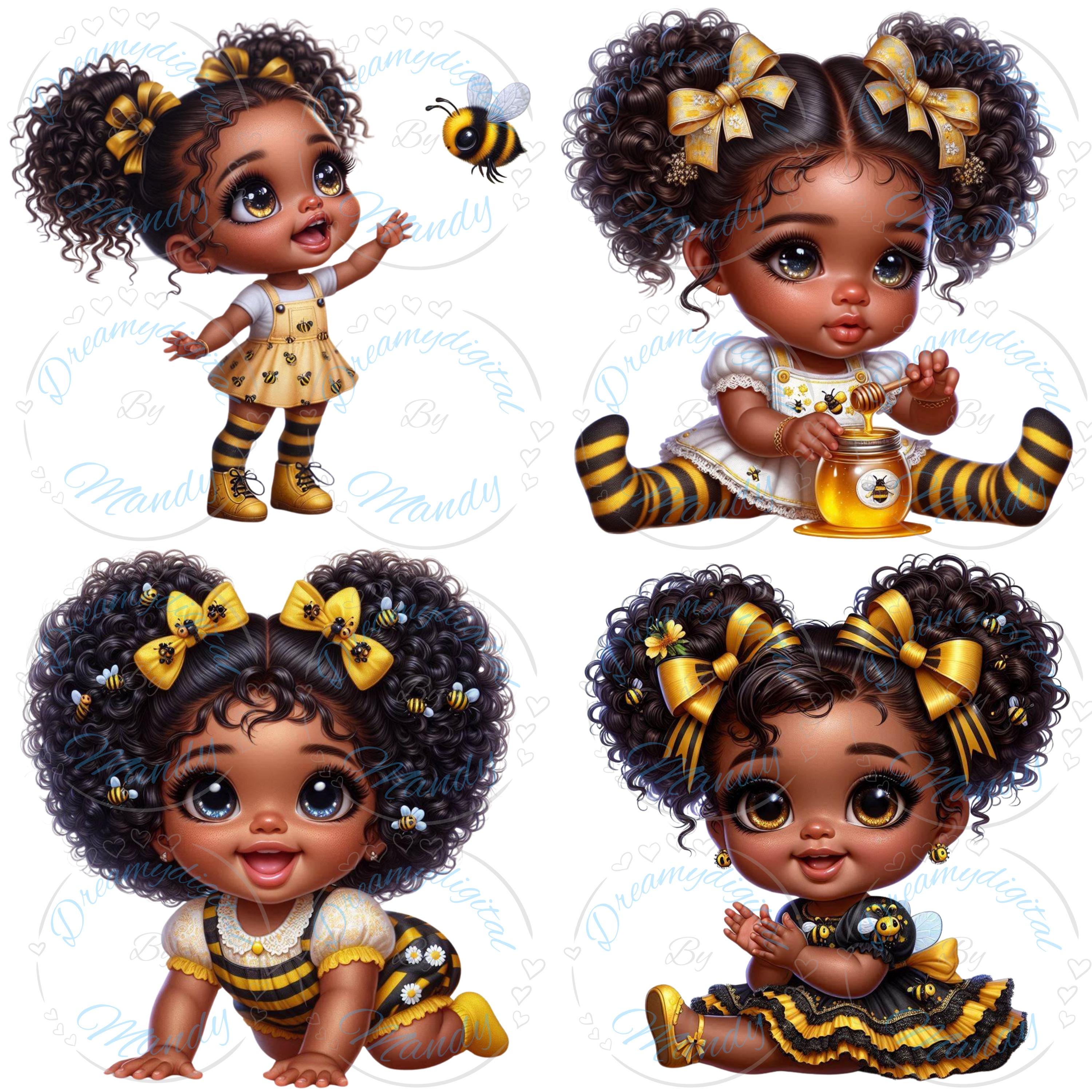 20 Cute Afro American Honey Bee Girls Clipart , PNG Files, Instant ...