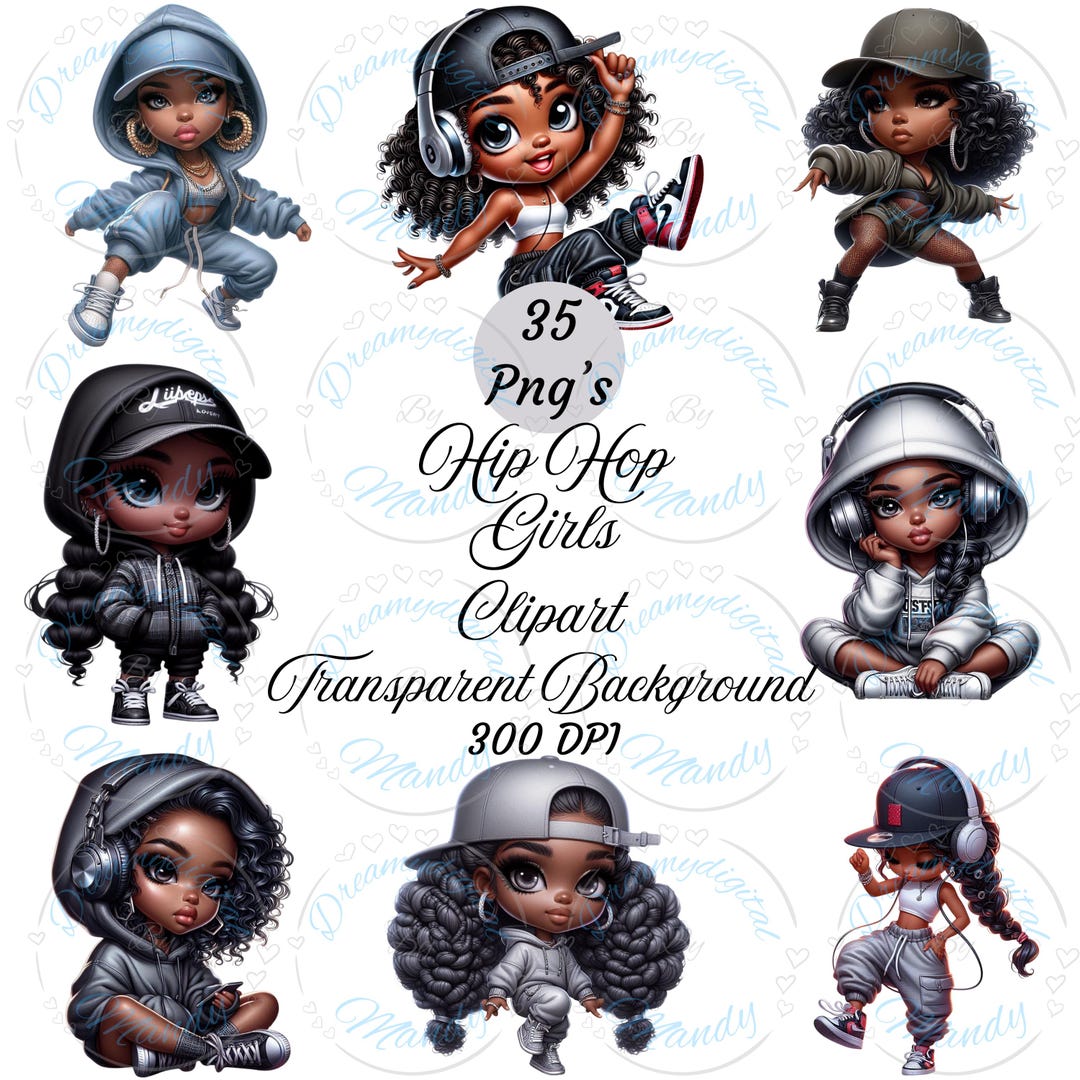 35 Hip Hop Girls Clipart Bundle, Hip Hop Chibi Girls, Chibi Clipart ...