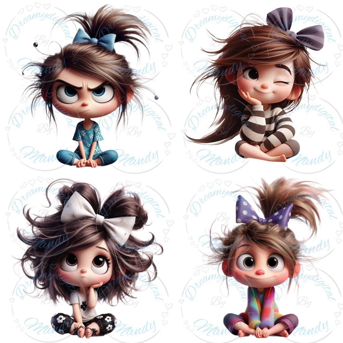 20 Whimsical Girl Clipart | Cute Whimsical Girl | Funny Expressions ...