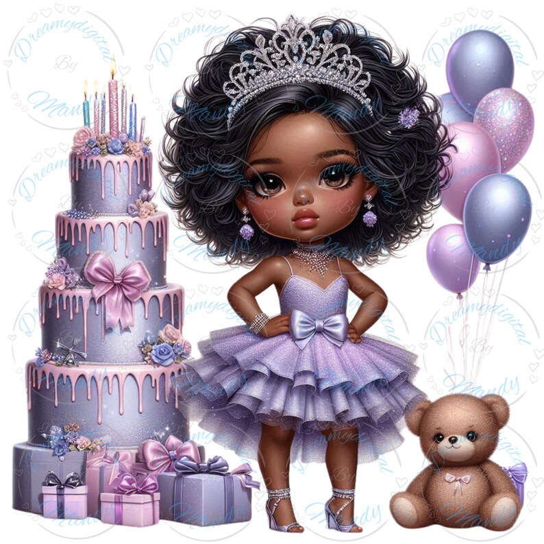 20 Black Birthday Girls Clipart, Glittery Tutu Dresses, African ...