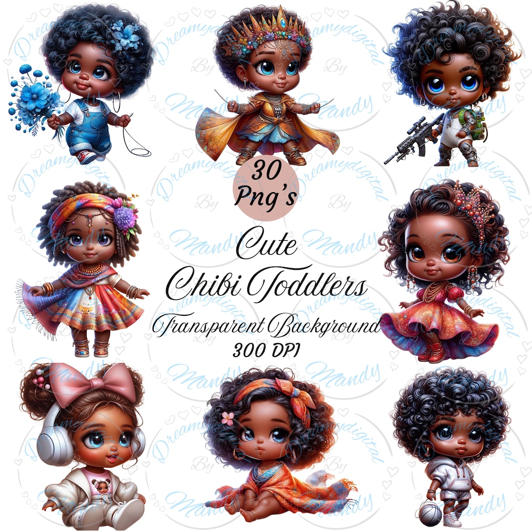 30 Cute Chibi Toddlers Clipart, PNG Files, Instant Download , High ...