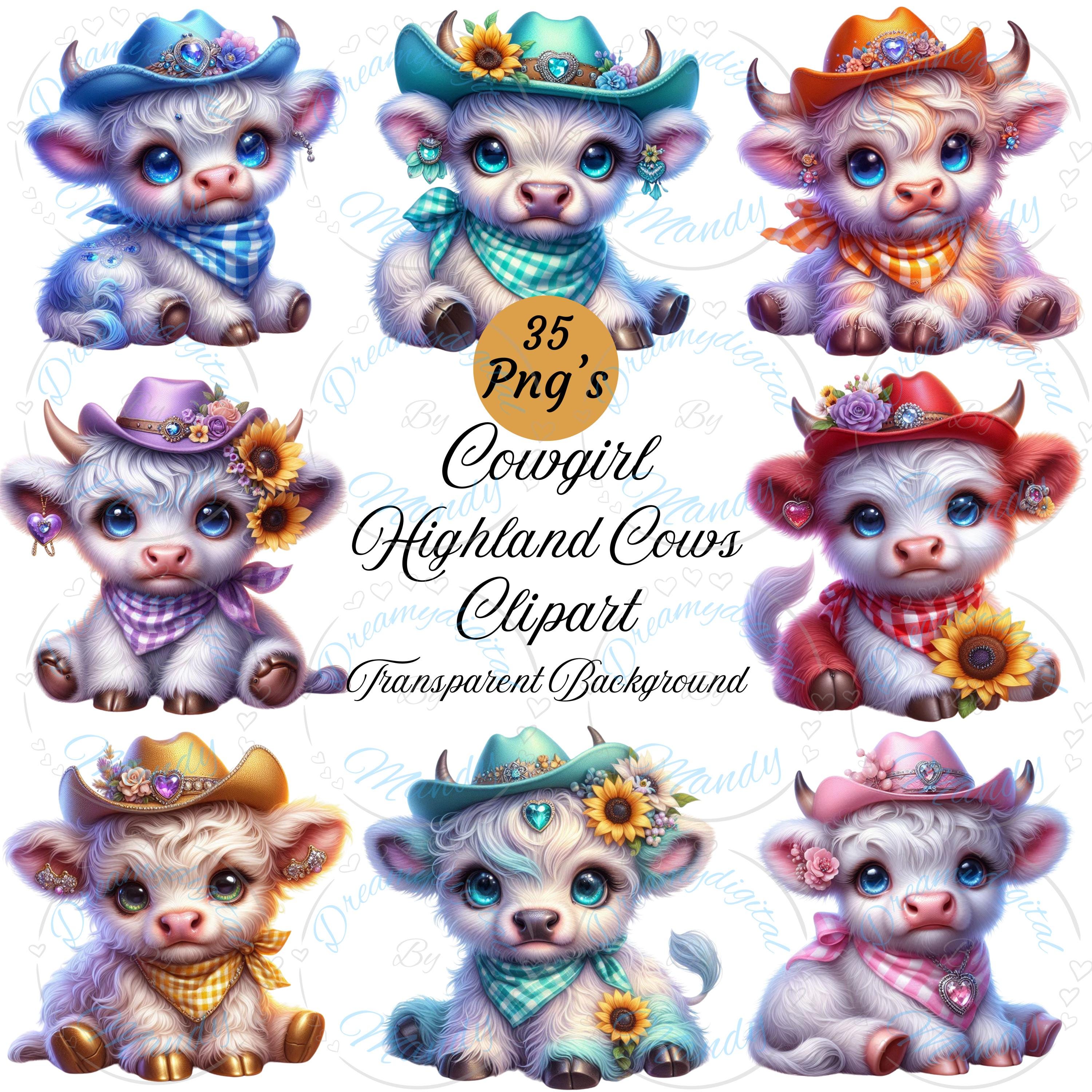 35 Cute Highland Cow Clipart Bundle, Happy Highland Cow Clipart ...