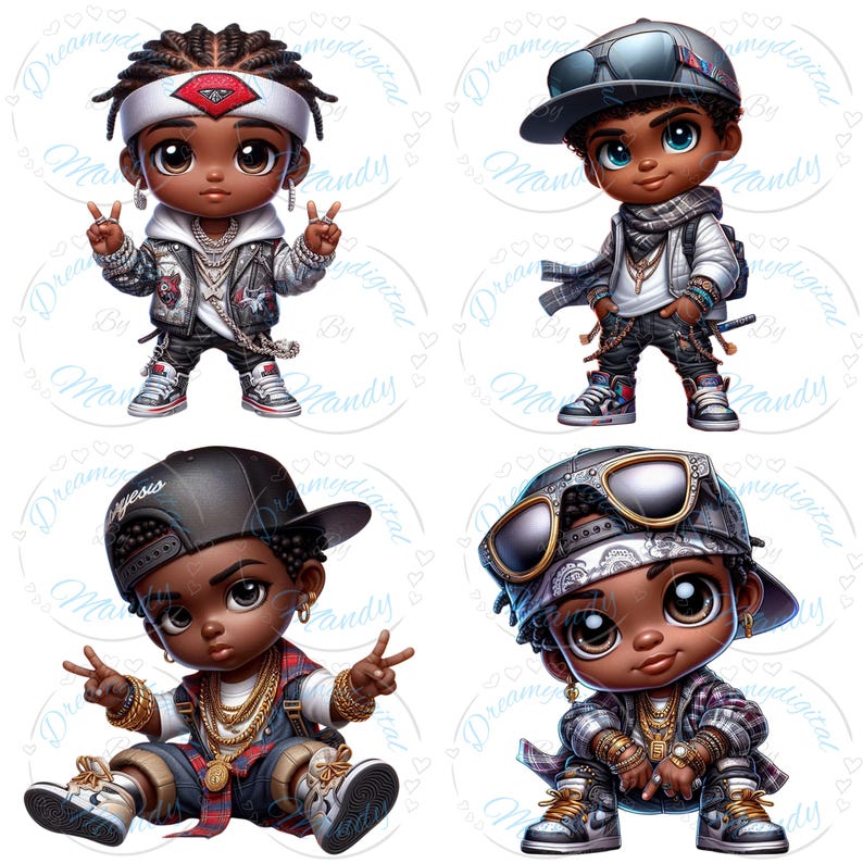 24 Hip Hop Chibi Boys Clipart V2, Cute Chibi Boy PNG, Black Boy Clipart ...