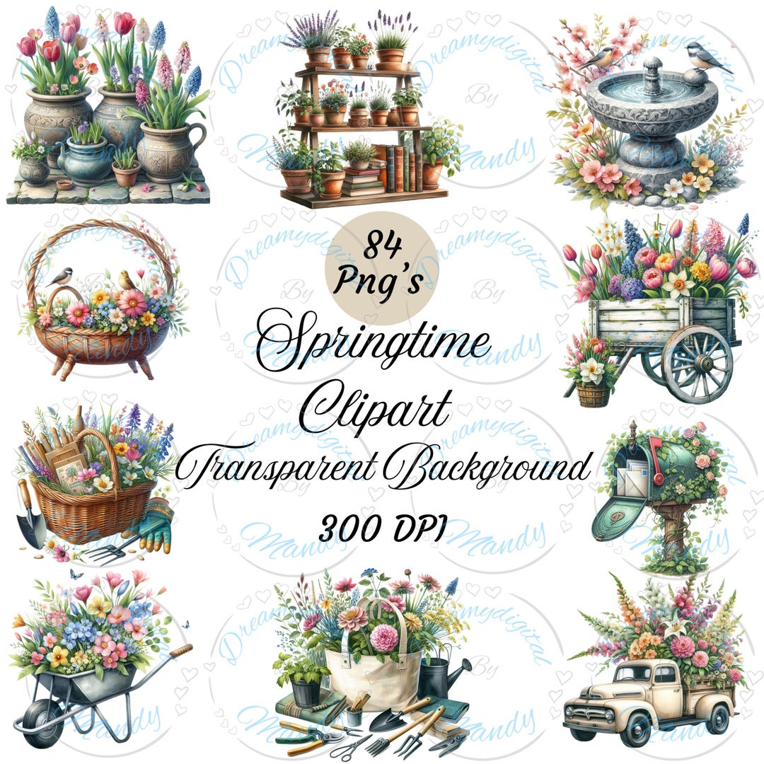 84 Springtime Clipart | PNG Files High Resolution | Instant Download ...