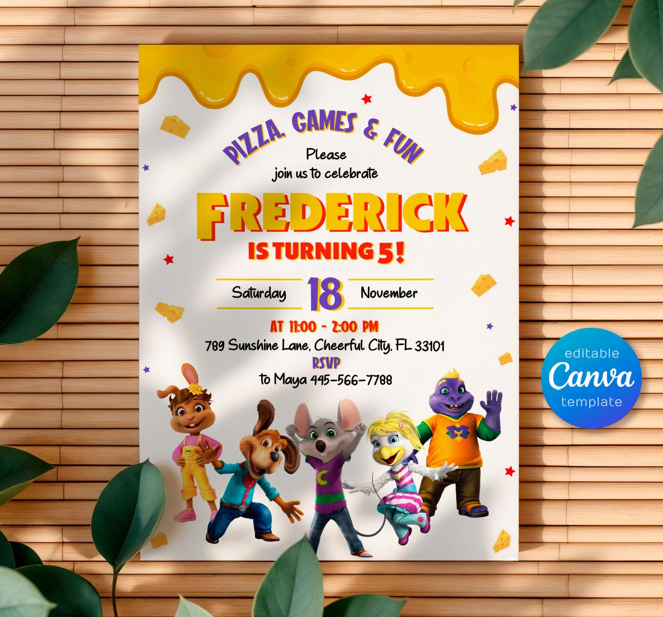 Chuck-e-cheese Editable Invitation, Printable Birthday Invite, Mouse ...