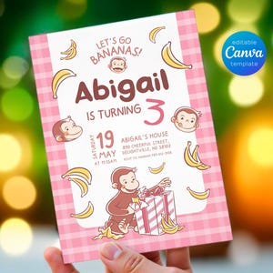 Curious George Birthday Invitation, Printable Monkey Invite, Ape Invite ...