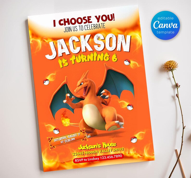 Pokemon Birthday Vmax Invite Template, Pokemone Birthday Invite ...