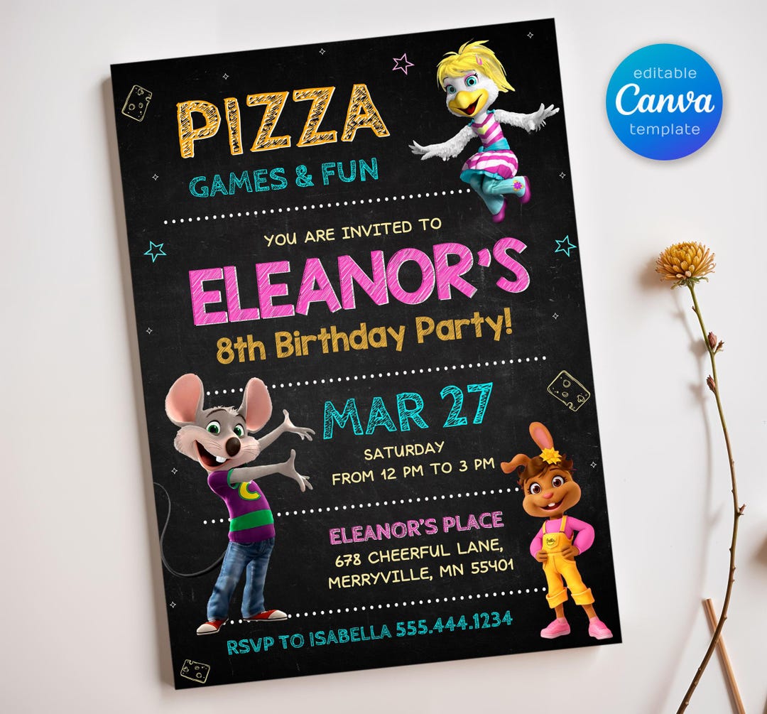 Chuck-e-cheese Editable Invitation, Printable Birthday Invite, Mouse ...